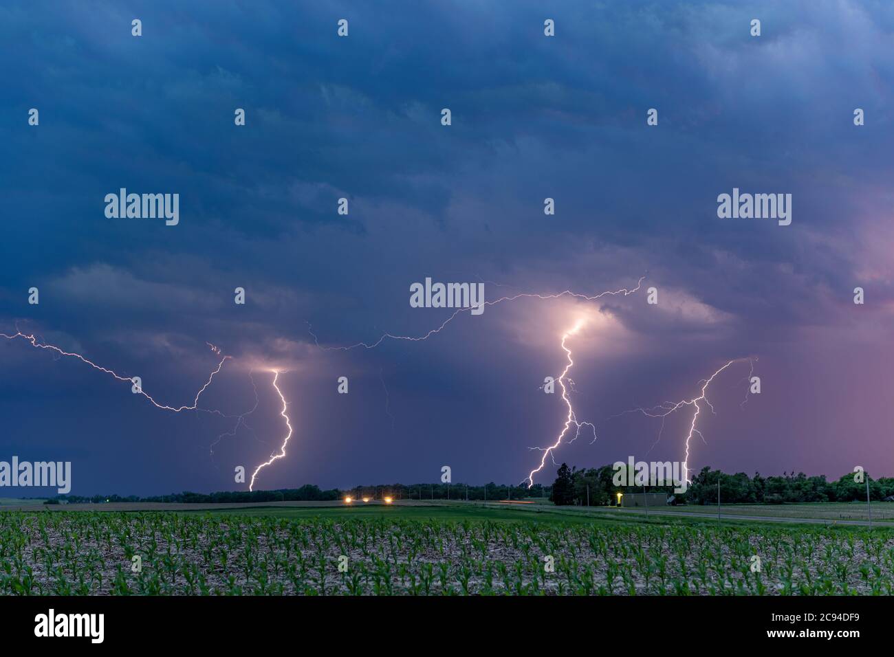 A lightning storm over the Great Plains provides a dramatic light show ...