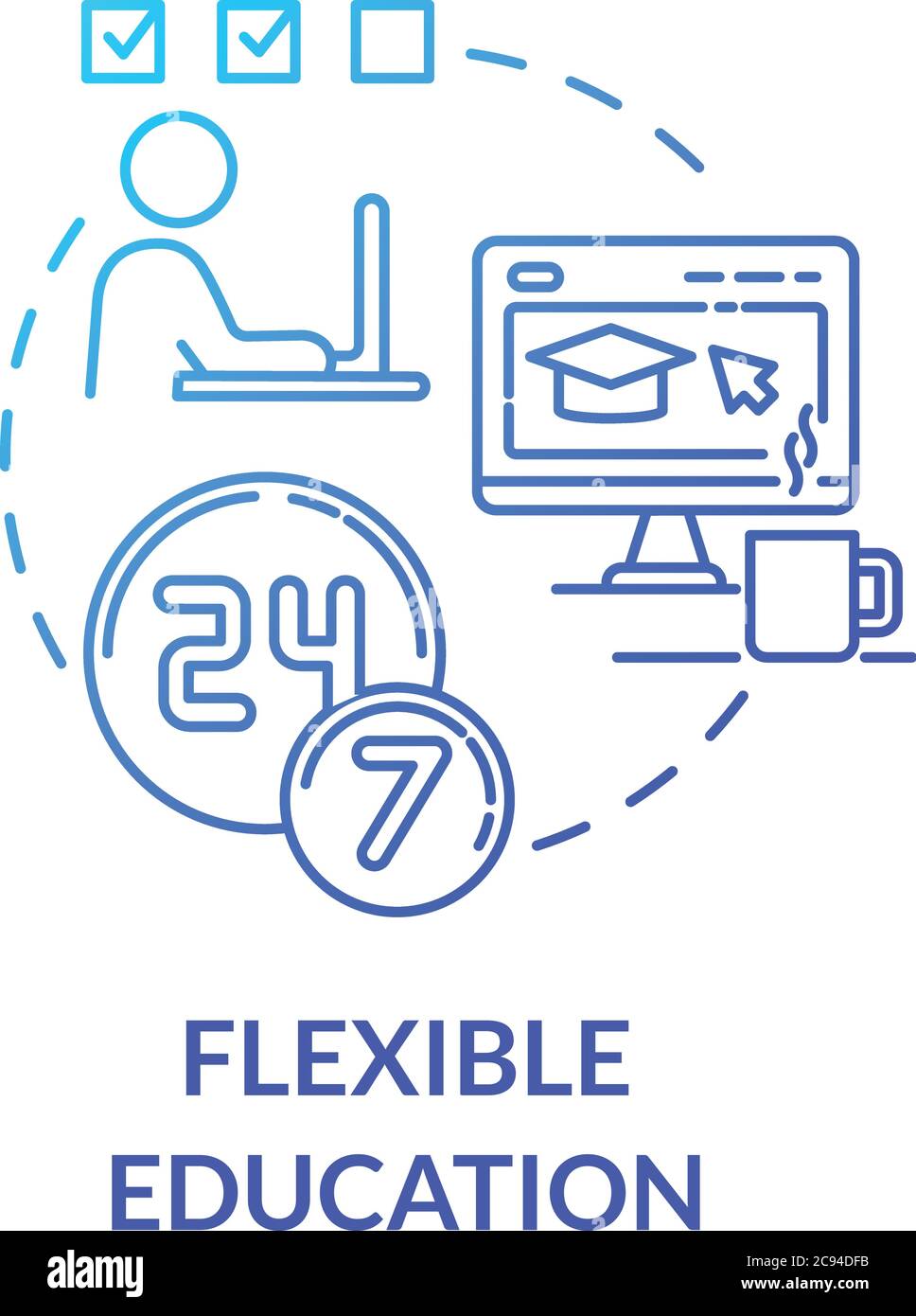 Flexible education concept icon. Remote learning. Online universities ...
