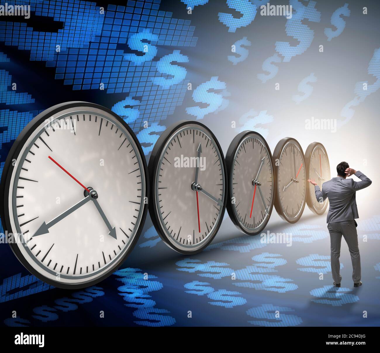 The businessman in time management concept Stock Photo - Alamy