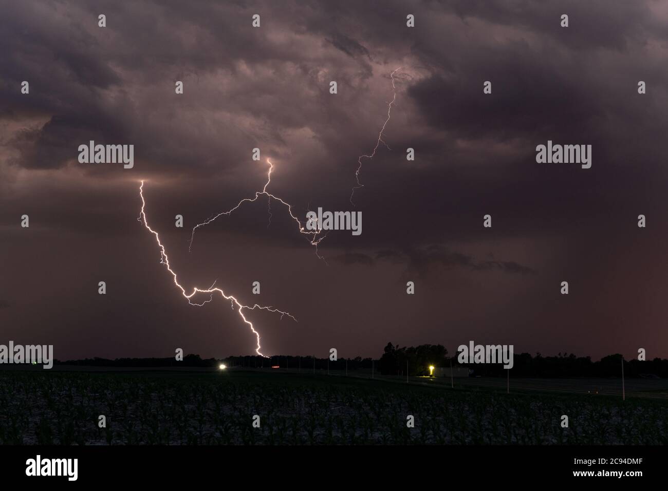 A lightning storm over the Great Plains provides a dramatic light show ...