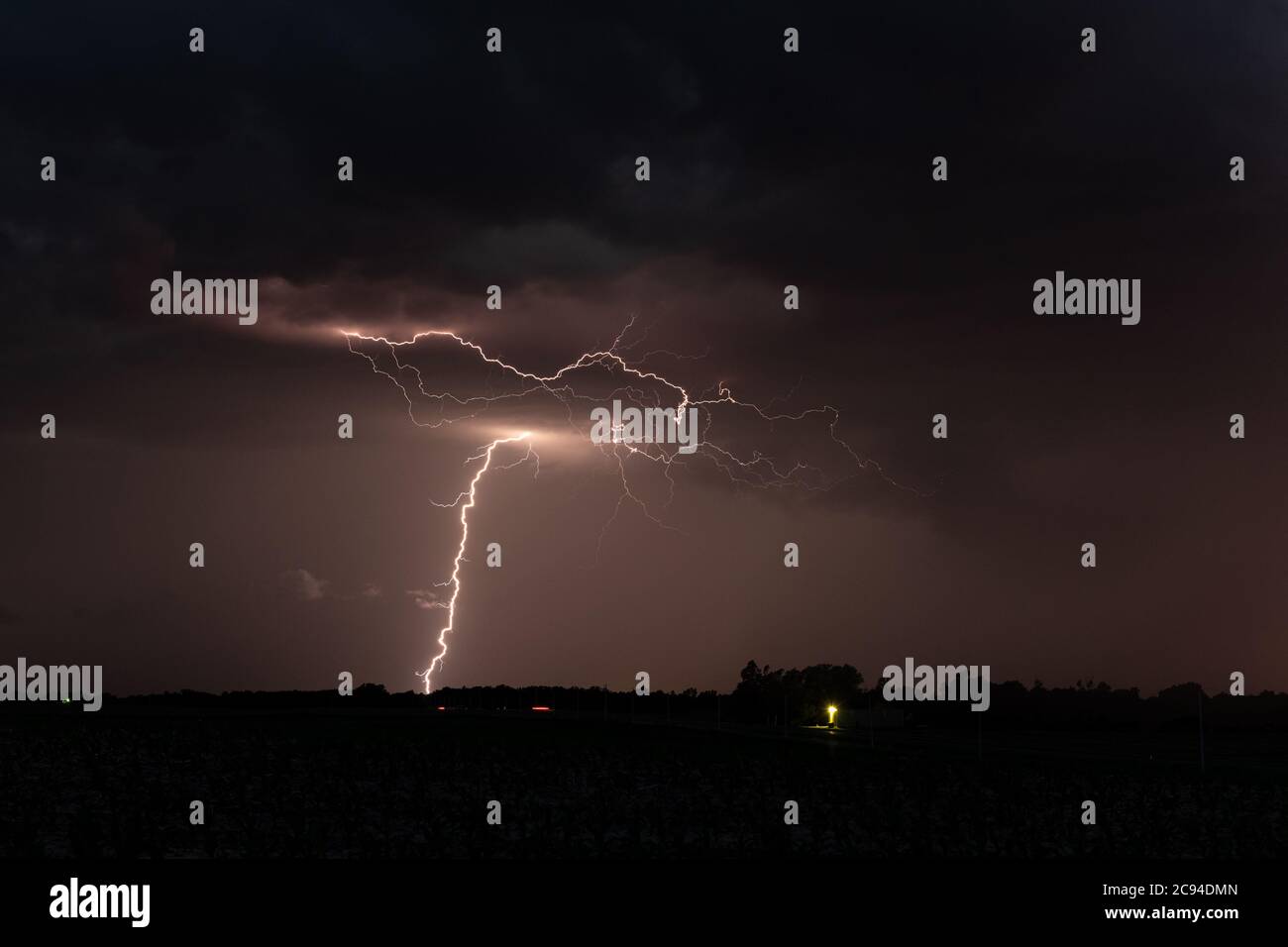 A lightning storm over the Great Plains provides a dramatic light show ...