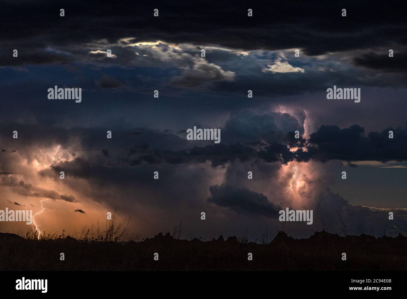 A lightning storm over the Great Plains provides a dramatic light show ...