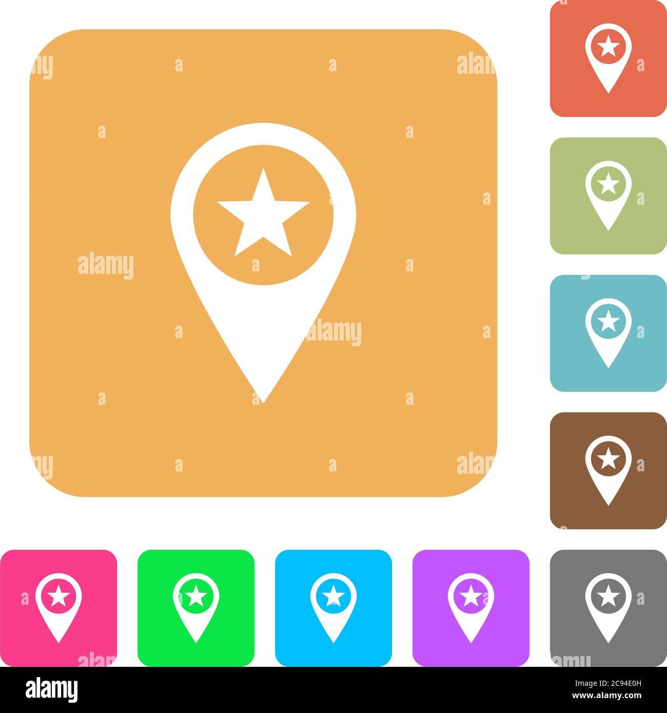 POI GPS map location flat icons on rounded square vivid color ...