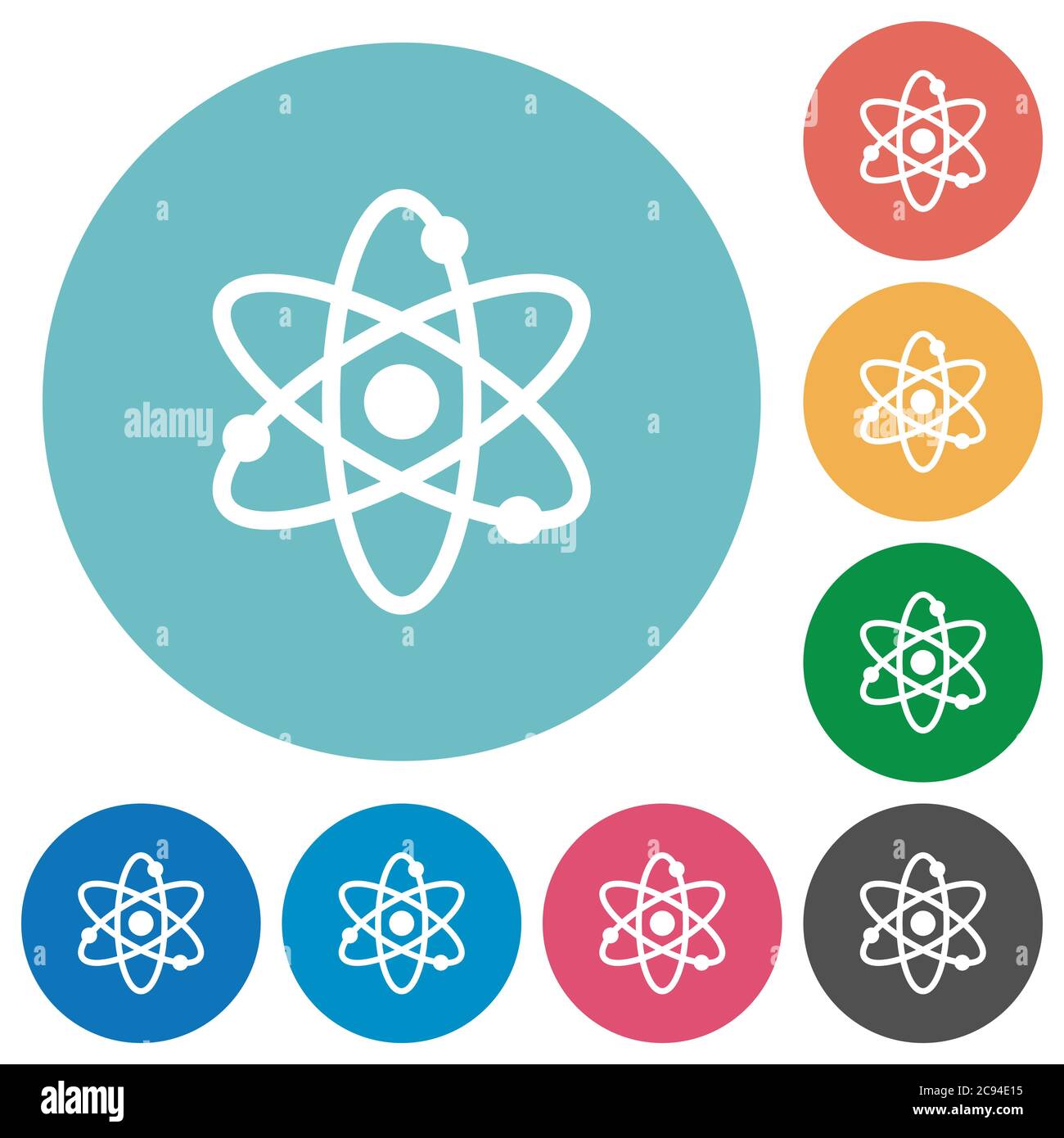Atom flat white icons on round color backgrounds Stock Vector Image ...