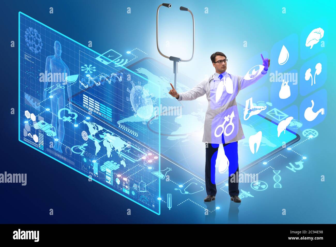 Telemedicine concept with remote treatment and consultation Stock Photo ...