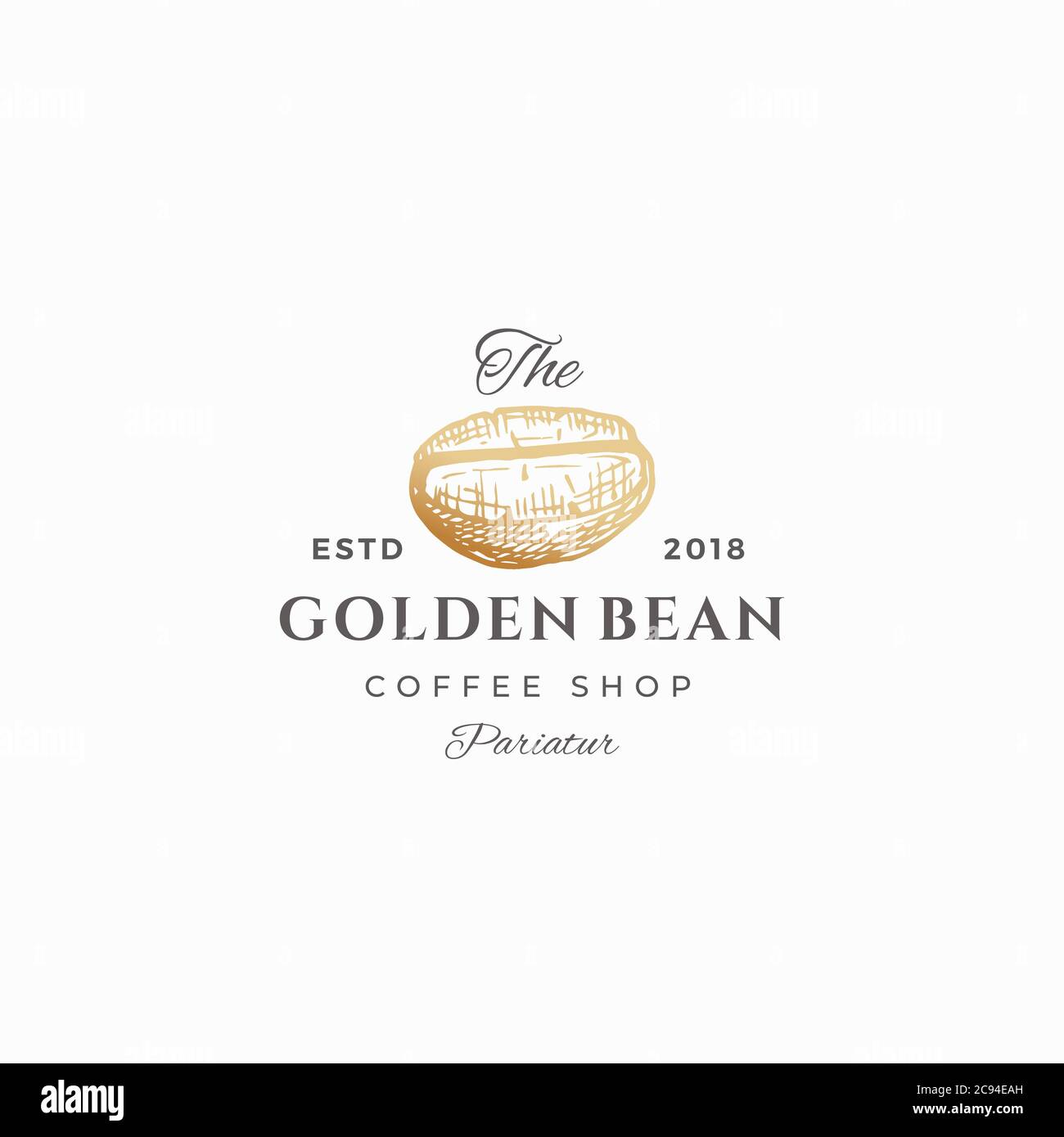 The Golden Bean Abstract Vector Sign, Symbol or Logo Template. Hand ...