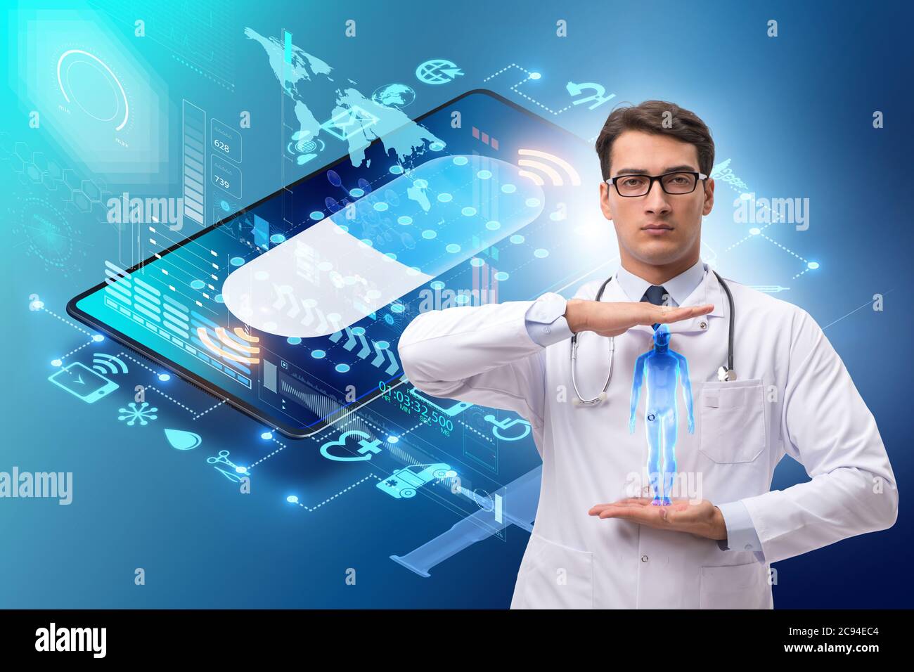 Telemedicine concept with remote treatment and consultation Stock Photo ...