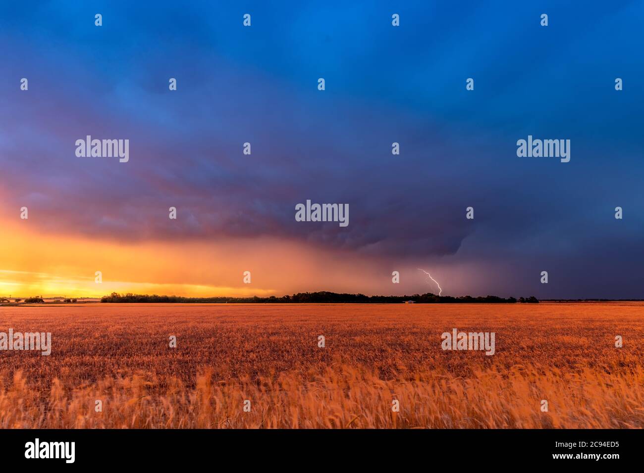 A mesocyclone weather supercell, which is a pre-tornado stage, passes ...