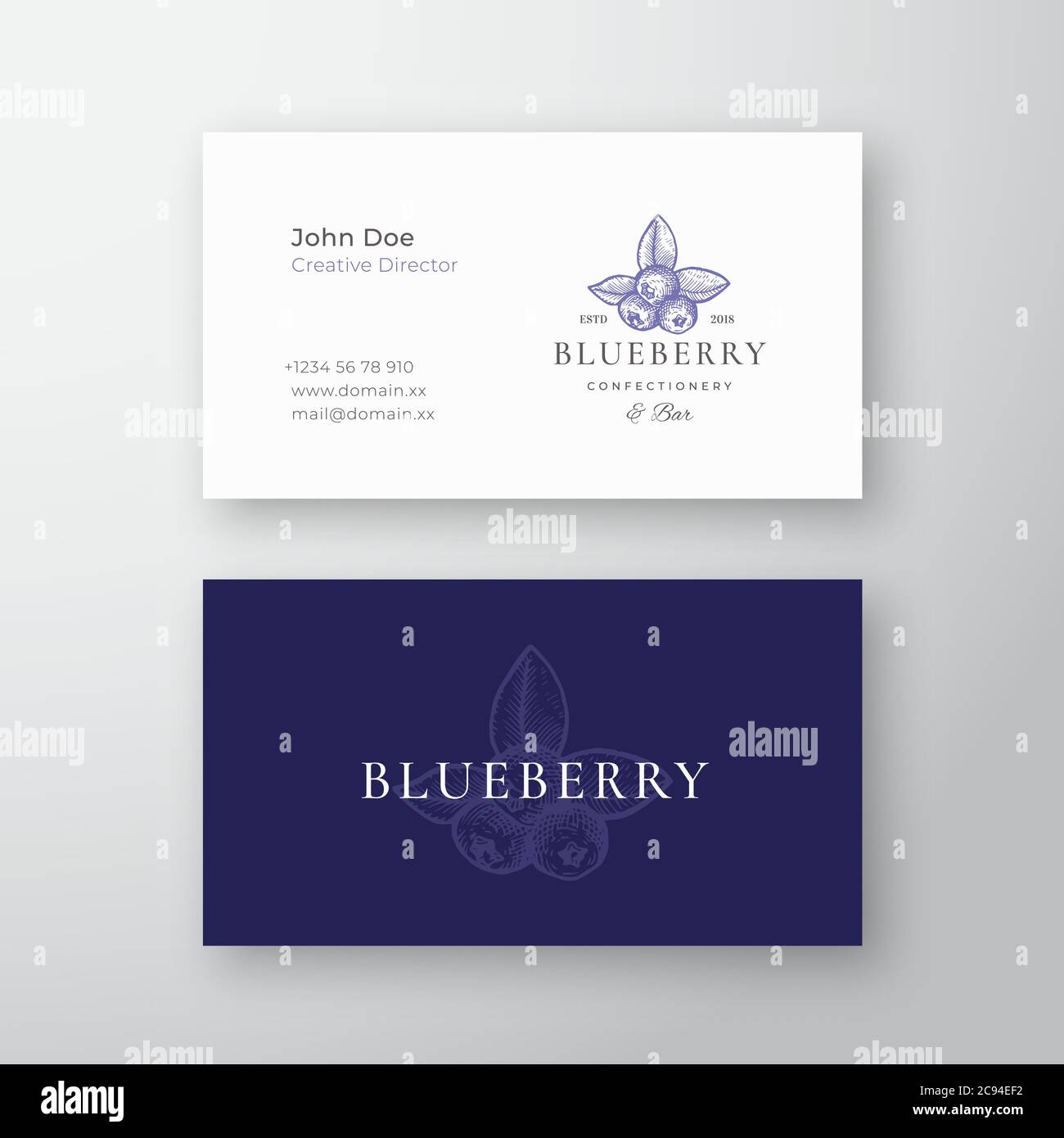 Blueberry Confectionary Abstract Elegant Vector Logo and Business Card ...