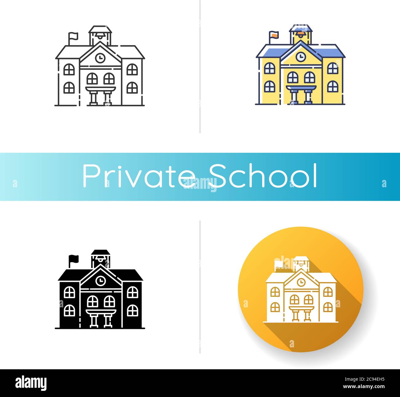 Private school icon. Linear black and RGB color styles. Prestigious ...