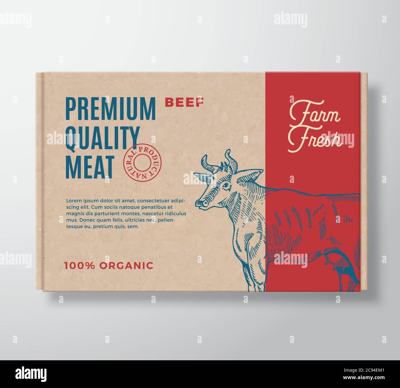 Premium Quality Beef Vector Meat Packaging Label Design on a Craft ...