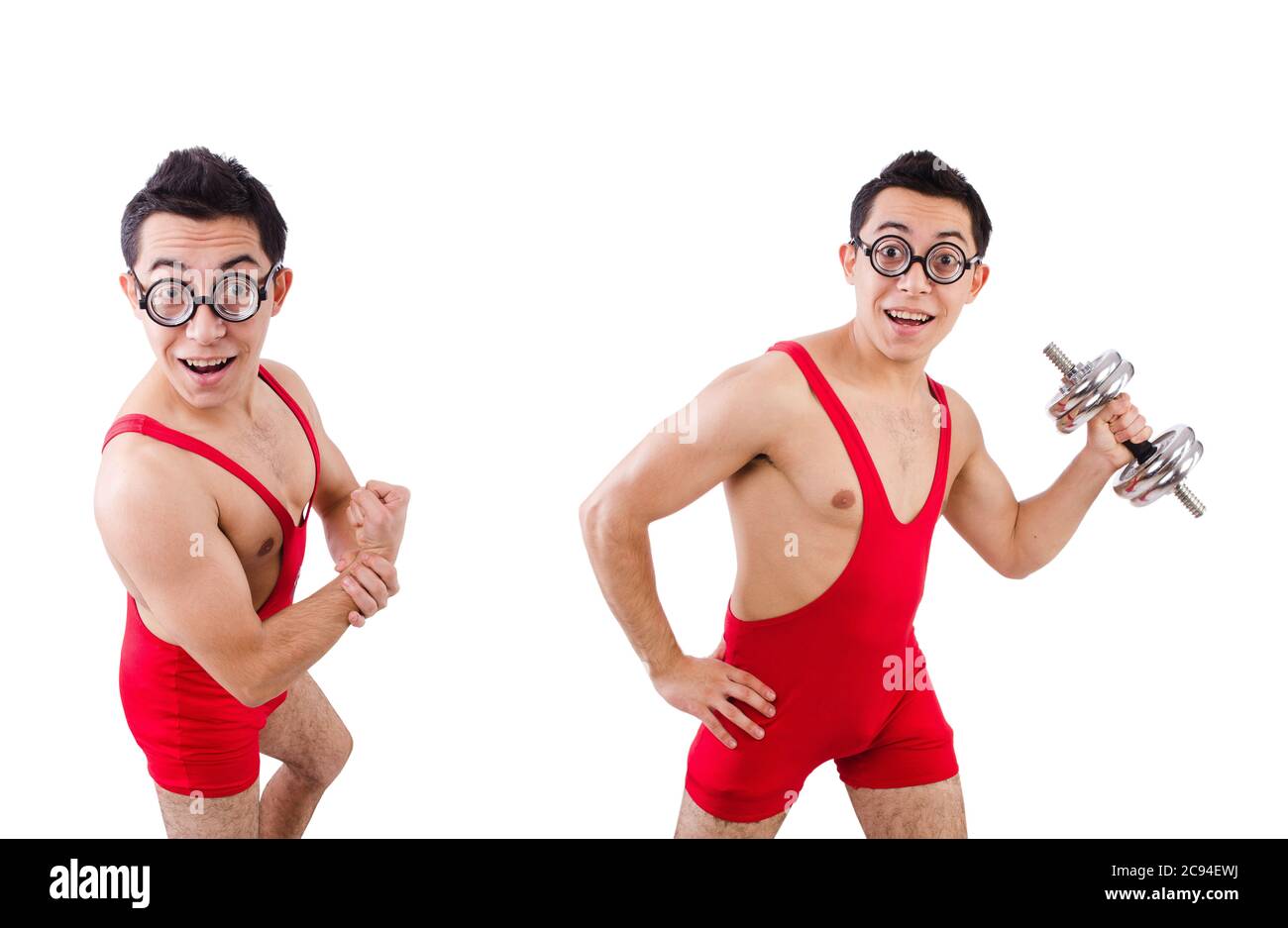 The funny wrestler isolated on white Stock Photo - Alamy