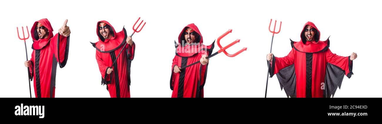 The man devil in red costume Stock Photo - Alamy