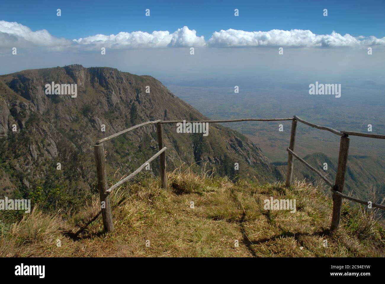 View over Zomba and the highlands from Chingwes Hole, Zomba Plateau ...