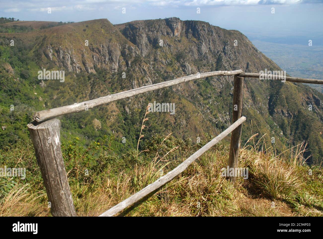 View over Zomba and the highlands from Chingwes Hole, Zomba Plateau ...