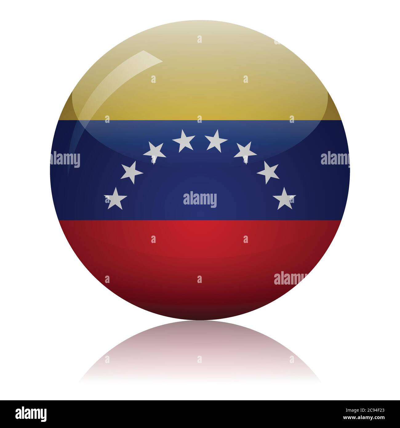Venezuela Flag Glass Ball On Light Mirror Surface Vector Illustration