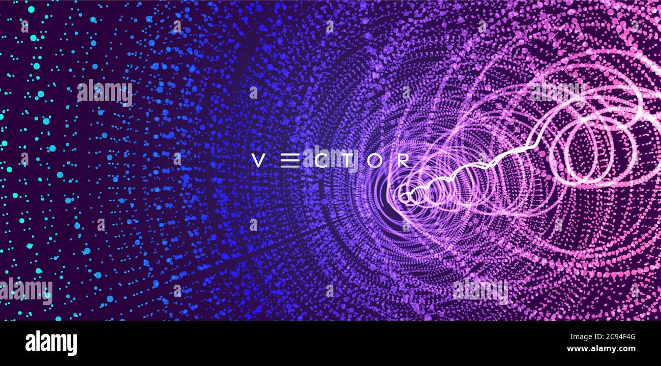 Array With Dynamic Particles Swirl With Connected Dots Abstract Science Or Technology
