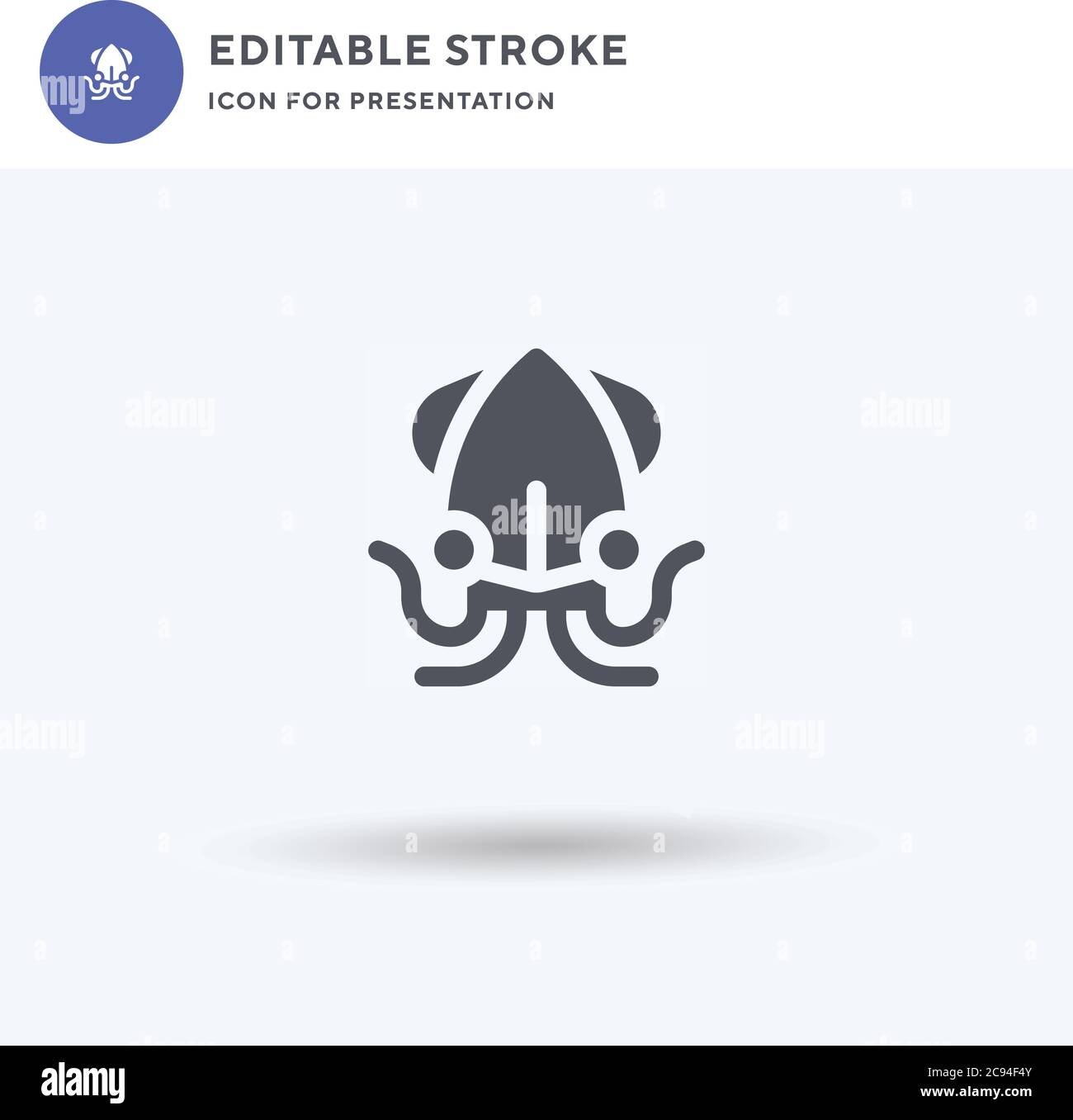 Squid icon vector, filled flat sign, solid pictogram isolated on white ...