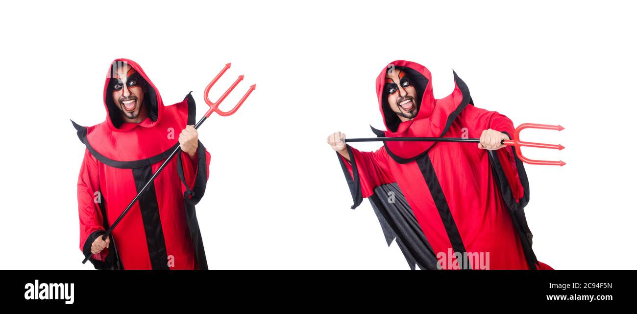 The man devil in red costume Stock Photo - Alamy