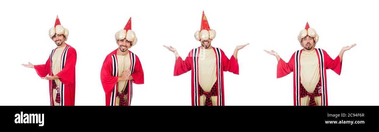 The wizard in costume isolated on the white Stock Photo - Alamy