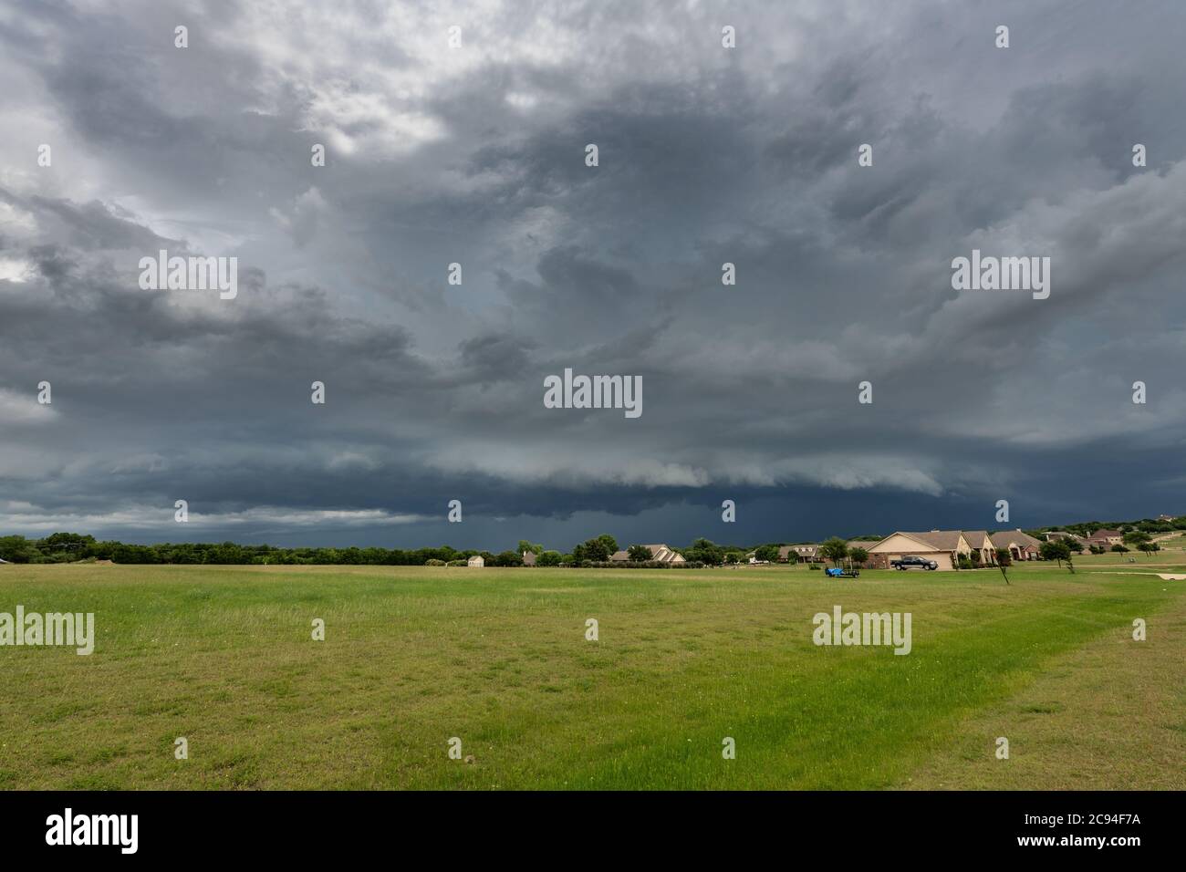 Panorama of a massive mesocyclone weather supercell, which is a pre ...