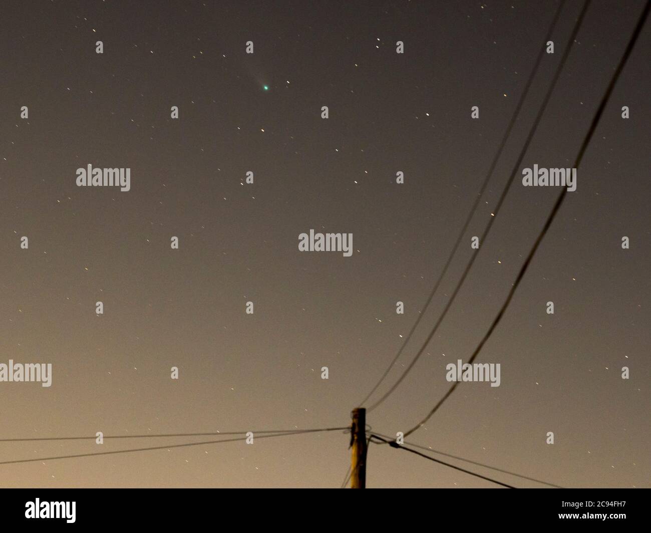 Leysdown, Kent, UK. 28th July, 2020. The fading Comet Neowise seen ...