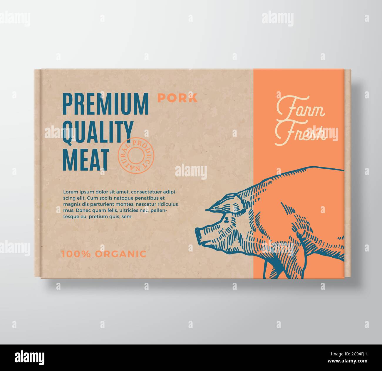 Premium Quality Pork Vector Meat Packaging Label Design on a Craft ...