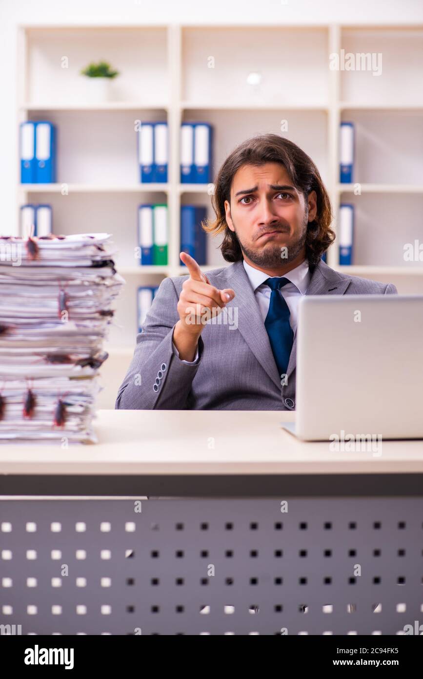 Young employee and too many cockroaches in the office Stock Photo - Alamy