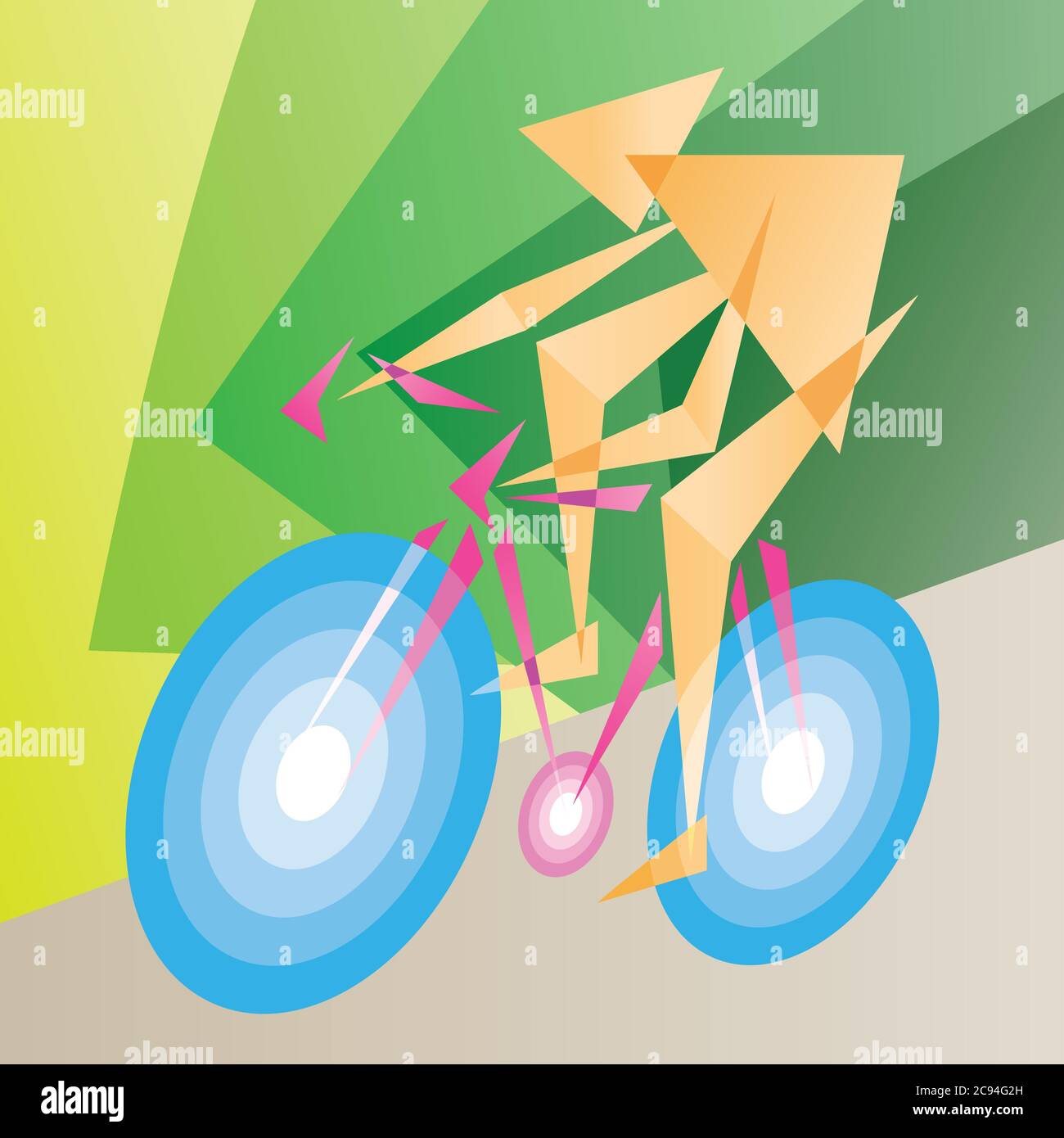 stylized illustration of cyclist which runs Stock Vector Image & Art ...