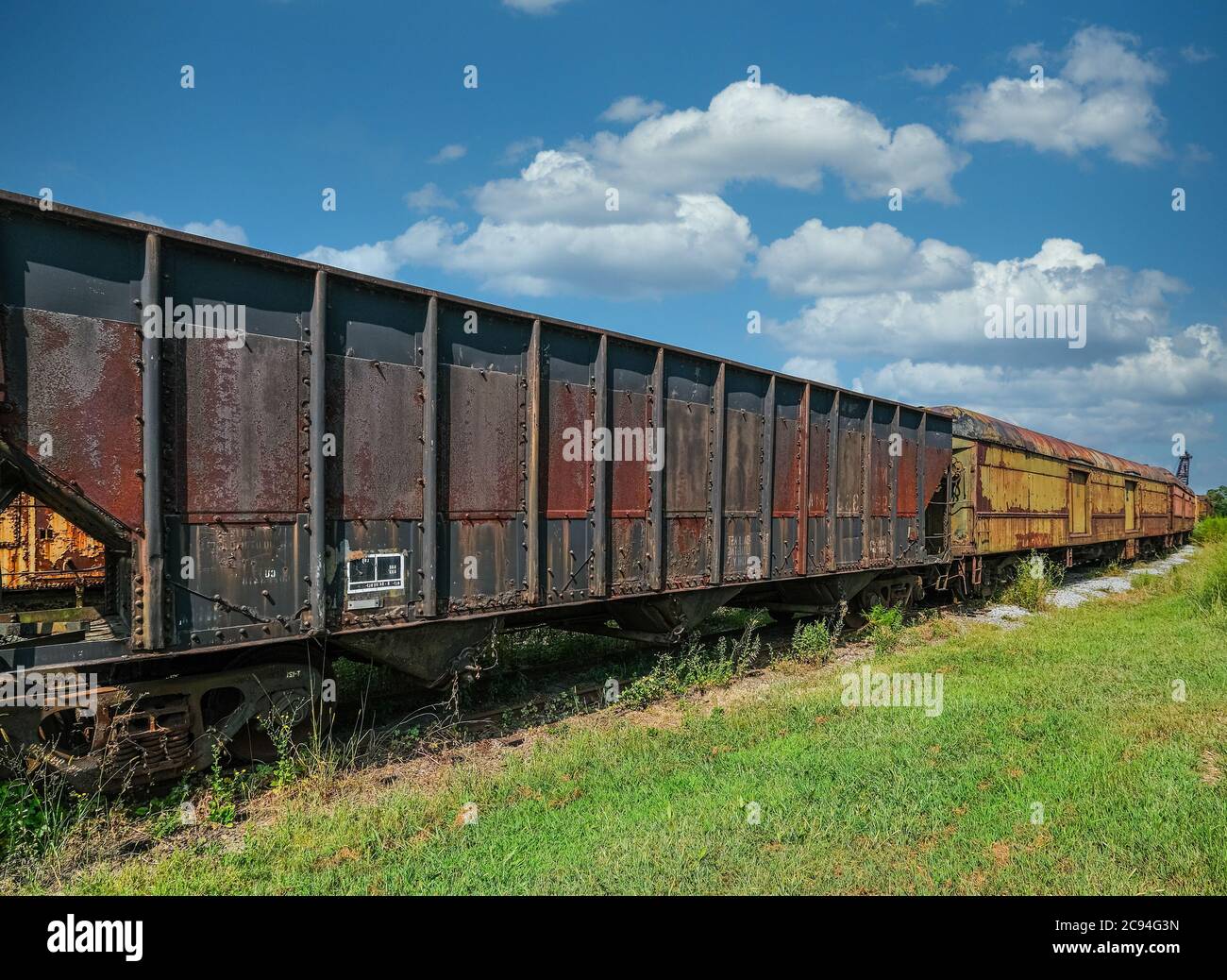 Rusty Train Cars on Old Track Stock Photo - Alamy