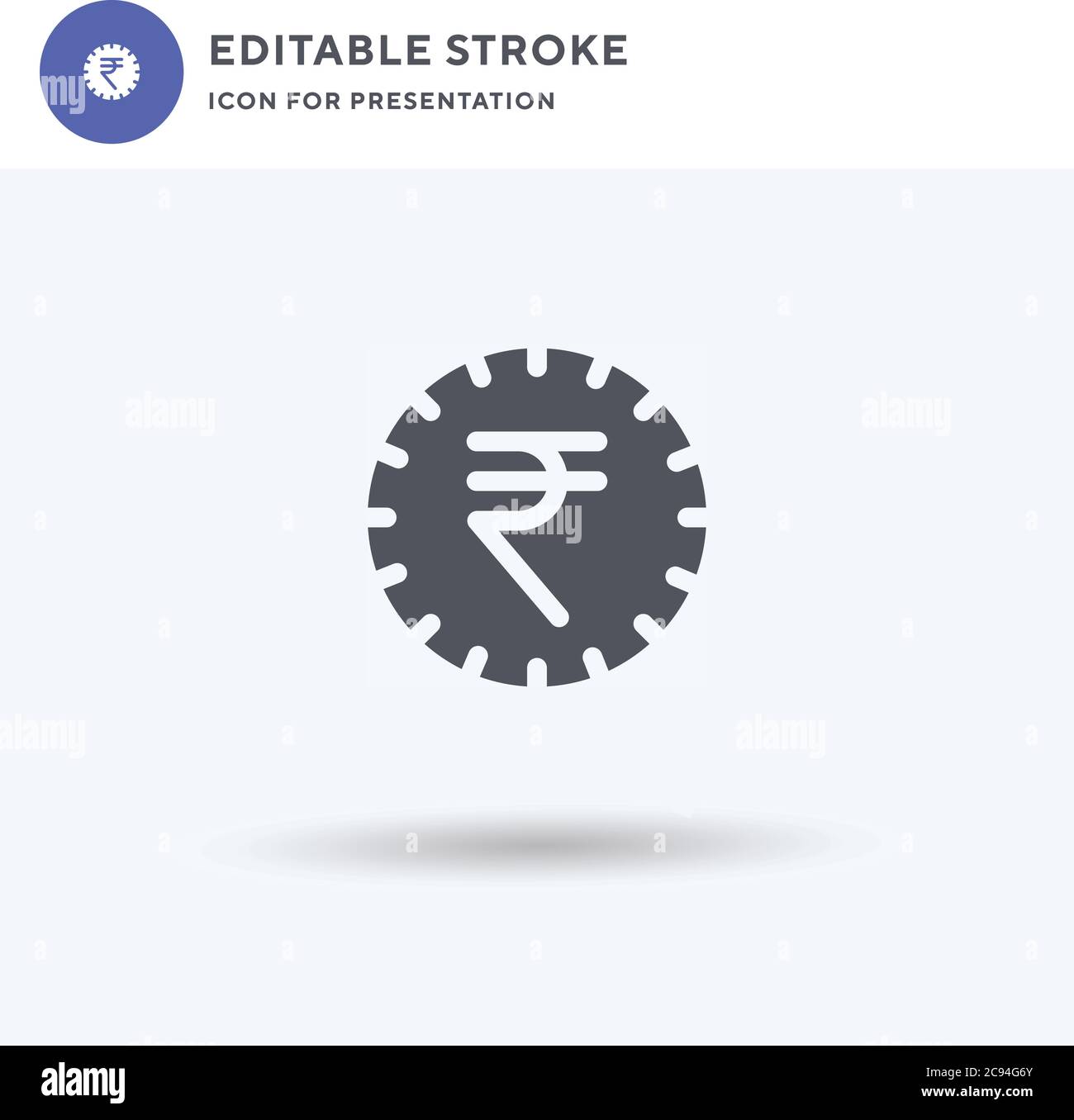 Rupee icon vector, filled flat sign, solid pictogram isolated on white ...