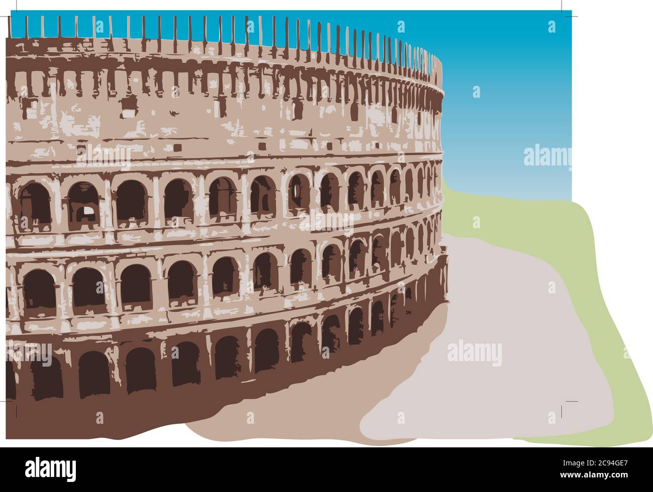 vector illustration of an ancient Roman building Stock Vector Image ...