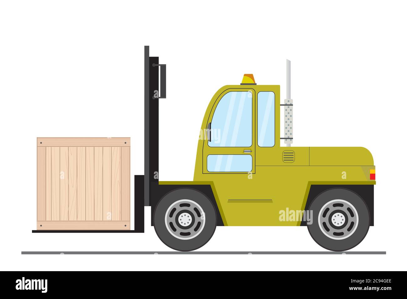 Forklift truck with box - side view,isolated on white background,vector ...
