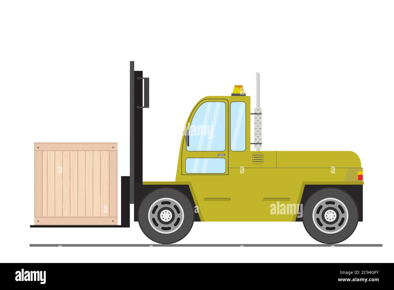 Forklift truck with box - side view,isolated on white background,vector ...
