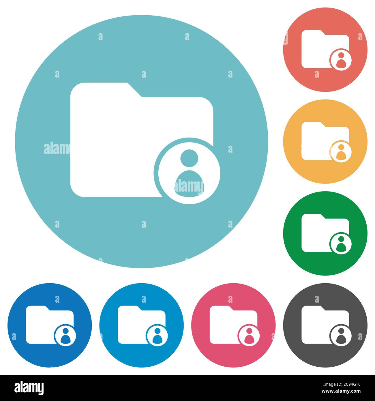 Directory owner flat white icons on round color backgrounds Stock ...