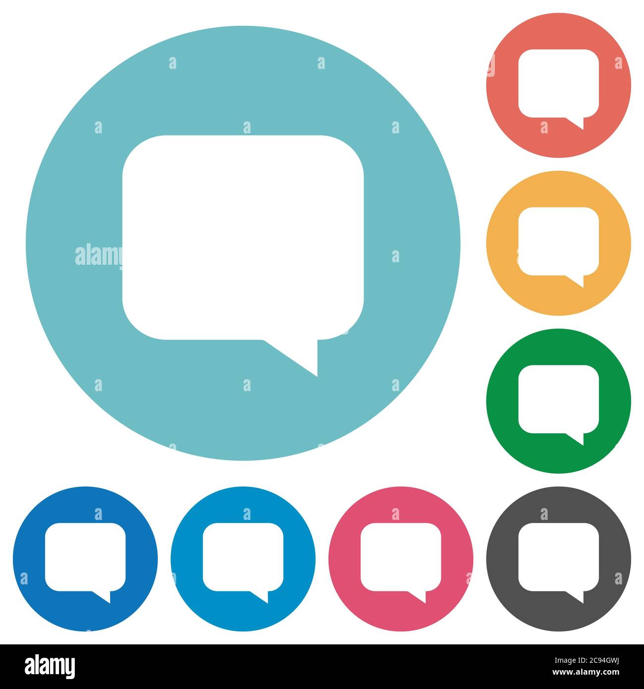 Message bubble flat white icons on round color backgrounds Stock Vector ...