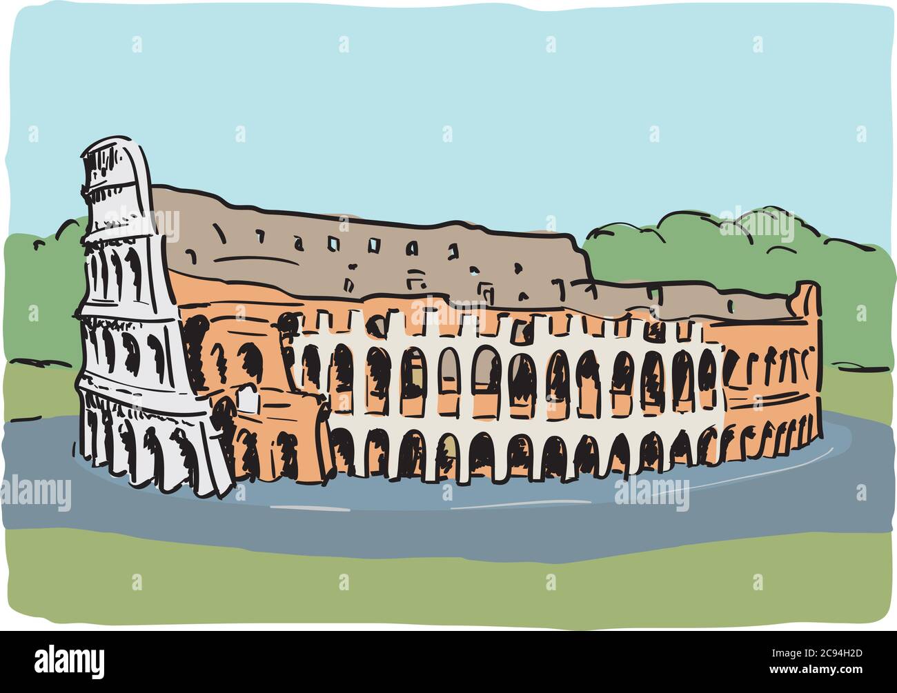 Cityscape ancient roman amphitheater Stock Vector Images - Alamy