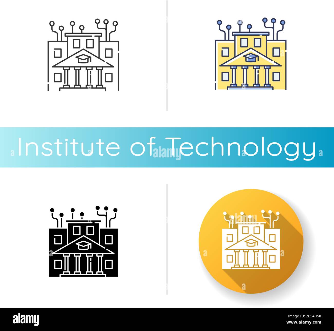 Institute of technology icon. Linear black and RGB color styles ...