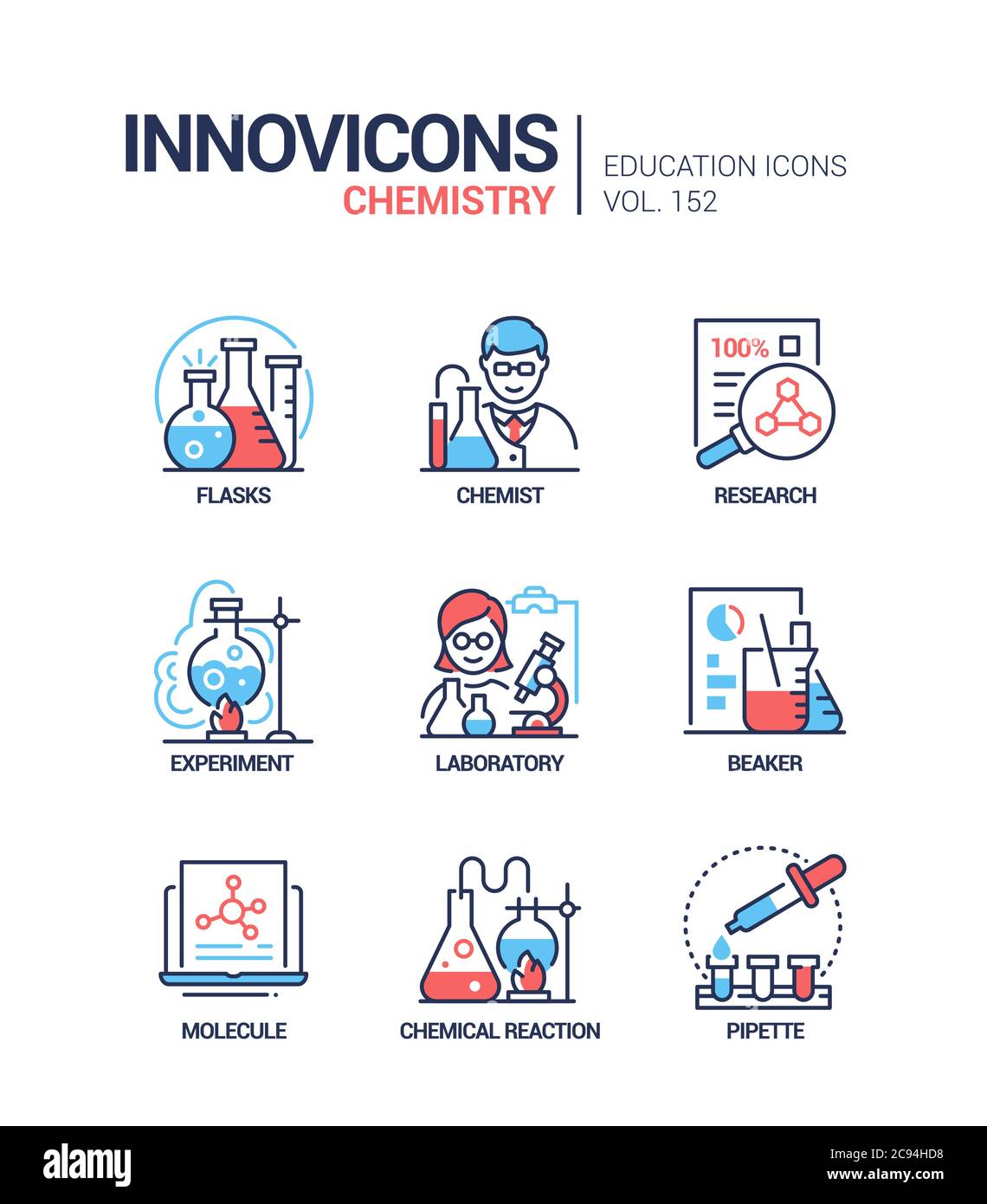 Chemistry - modern line design style icons set Stock Vector Image & Art ...