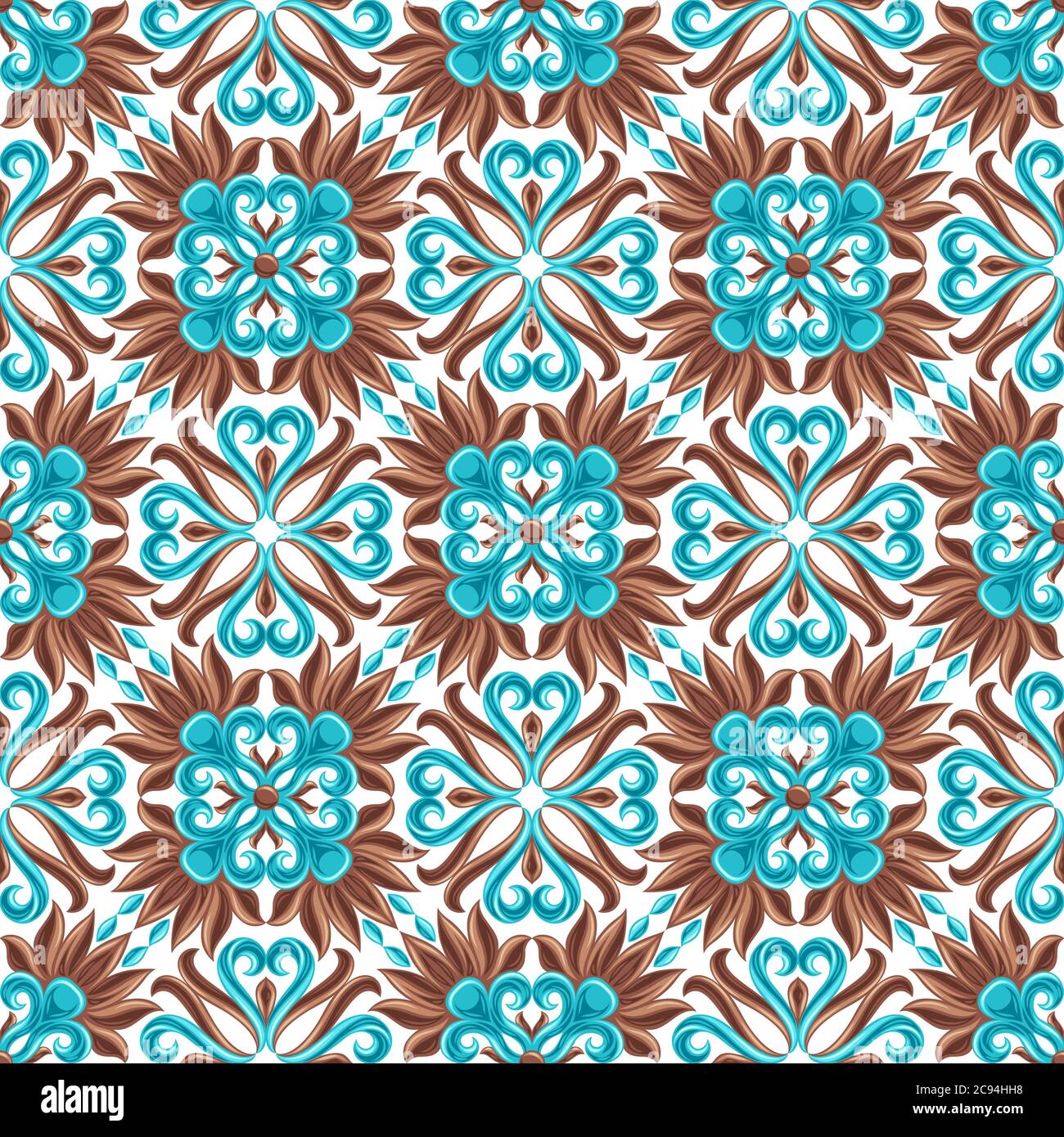 Italian ceramic tile seamless pattern. Mediterranean porcelain pottery ...