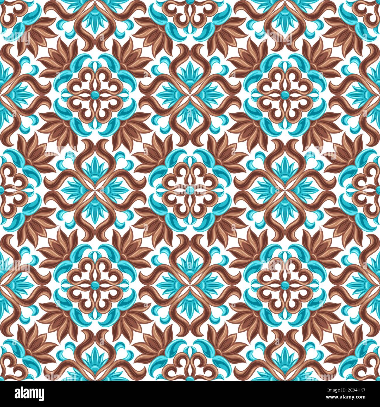 Italian ceramic tile seamless pattern. Mediterranean porcelain pottery ...