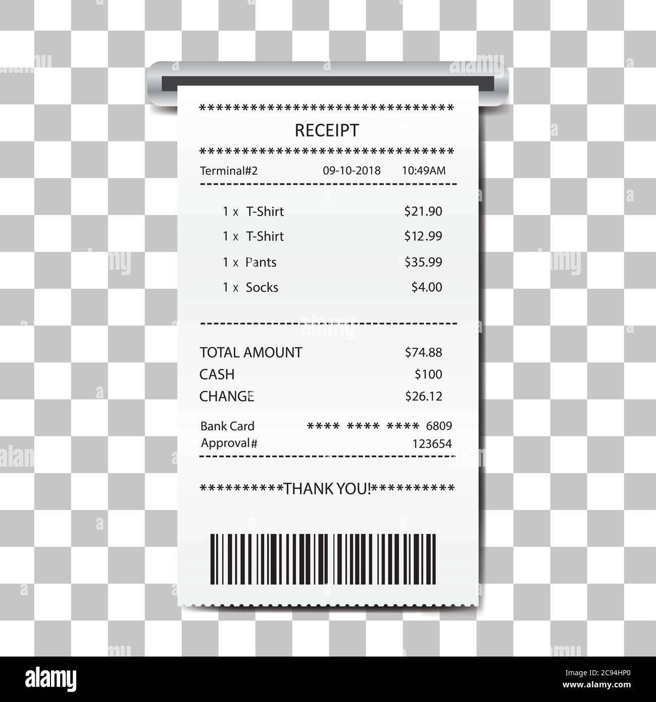 Receipt bill paper invoice with bar code,receipt template,flat vector ... Receipt bill paper invoice with bar code,receipt template,flat vector ...
