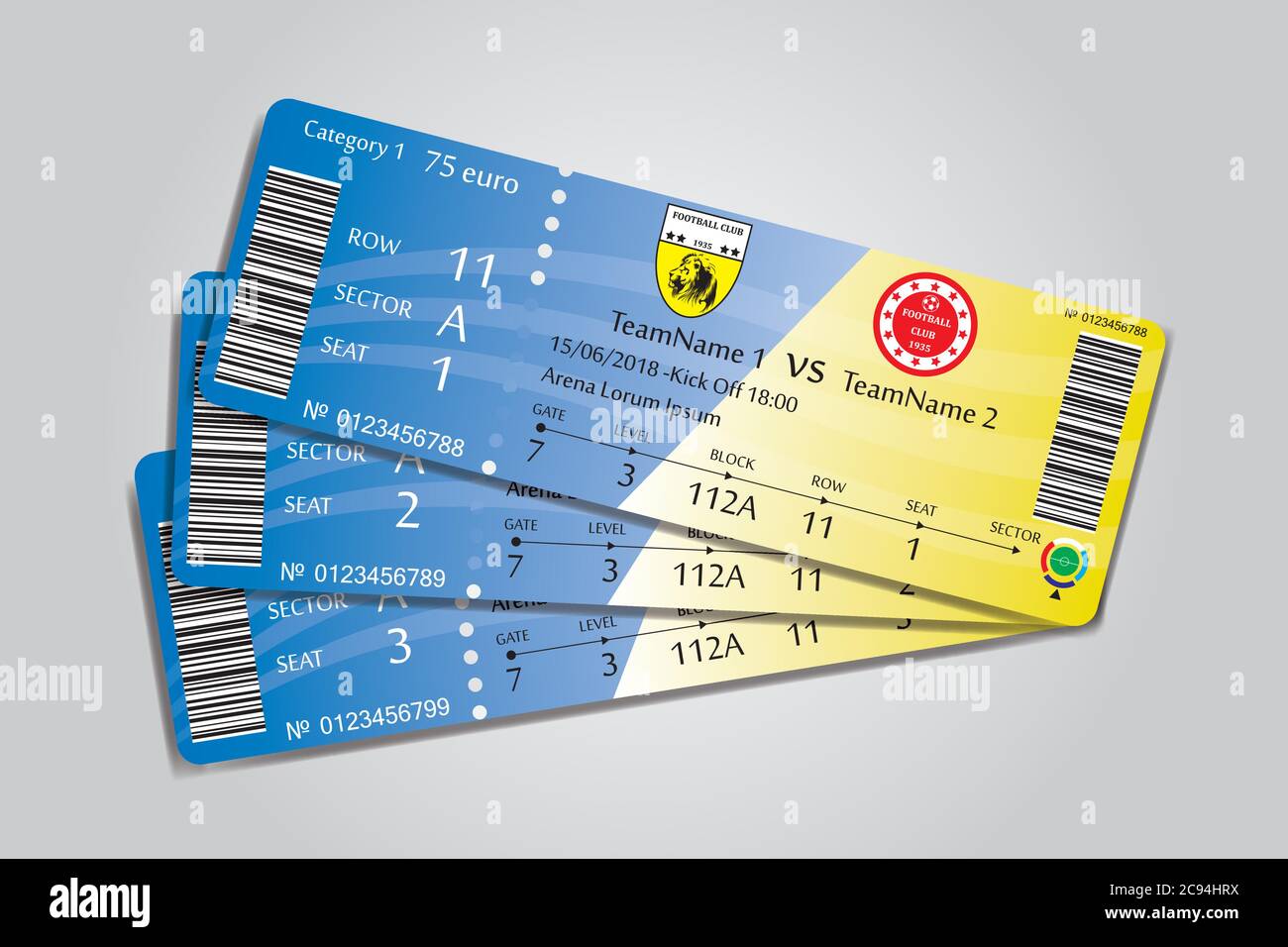 Three Soccer tickets,flat vector illustration Stock Vector Image & Art ...