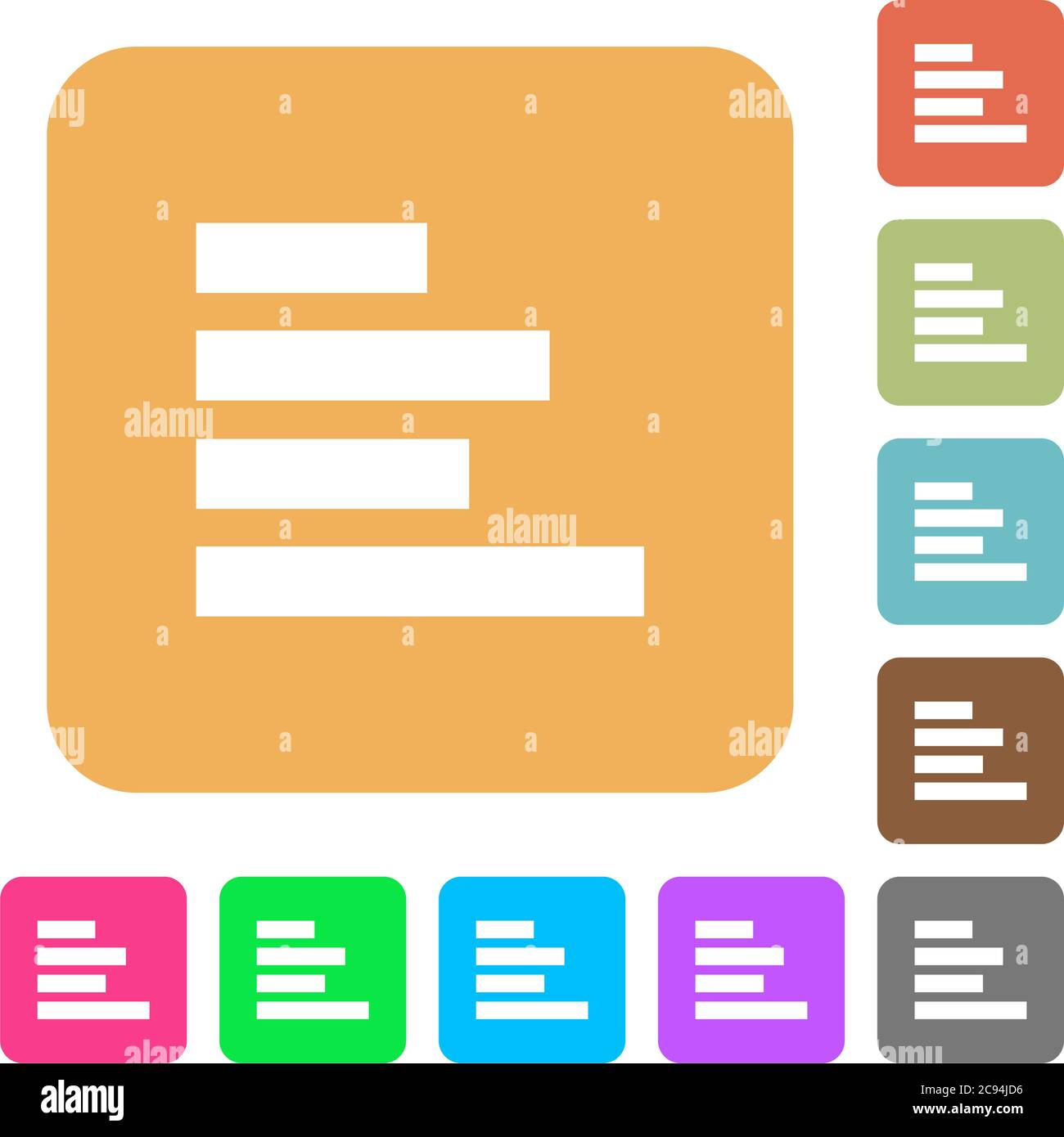 Text align left flat icons on rounded square vivid color backgrounds Stock Vector Image & Art ...