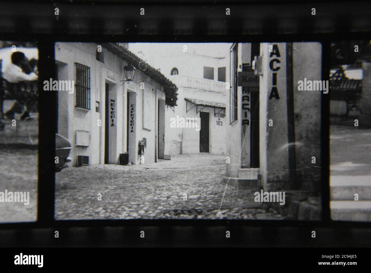 Fine 70s vintage black and white street photography of an empty side ...