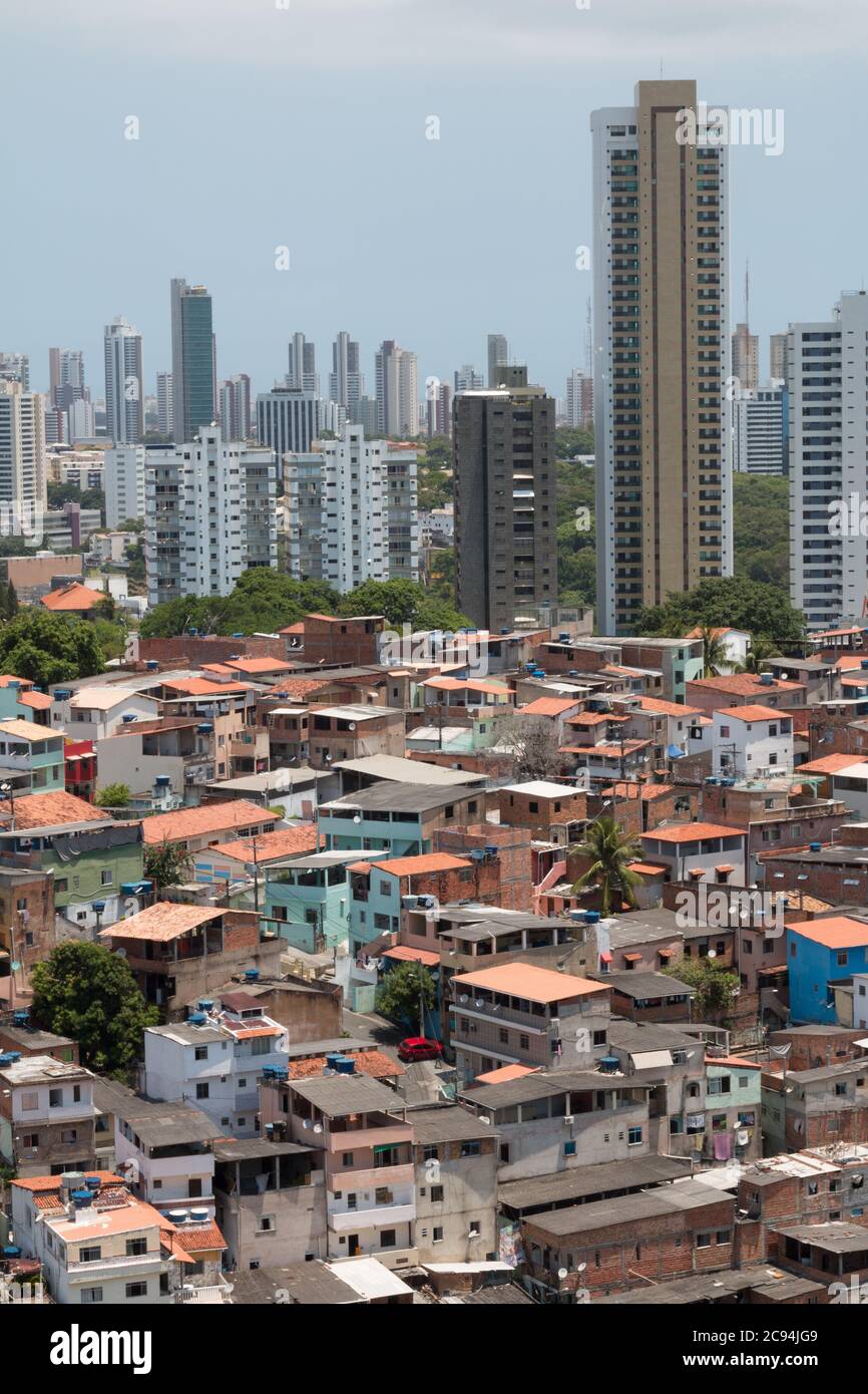 Urban social contrast. Buildings and slum. Inequality Stock Photo - Alamy