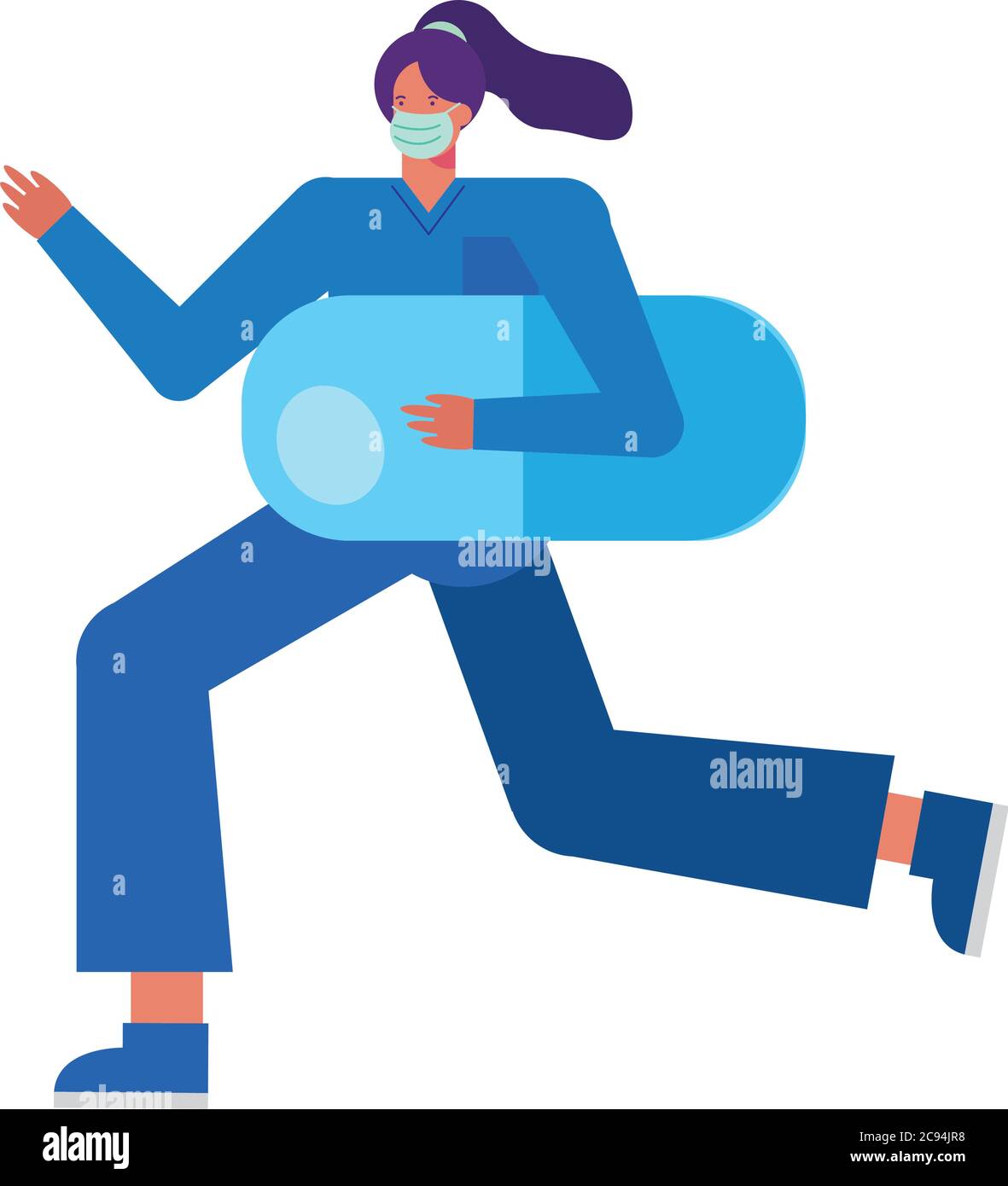 professional female surgeon wearing medical mask vector illustration ...