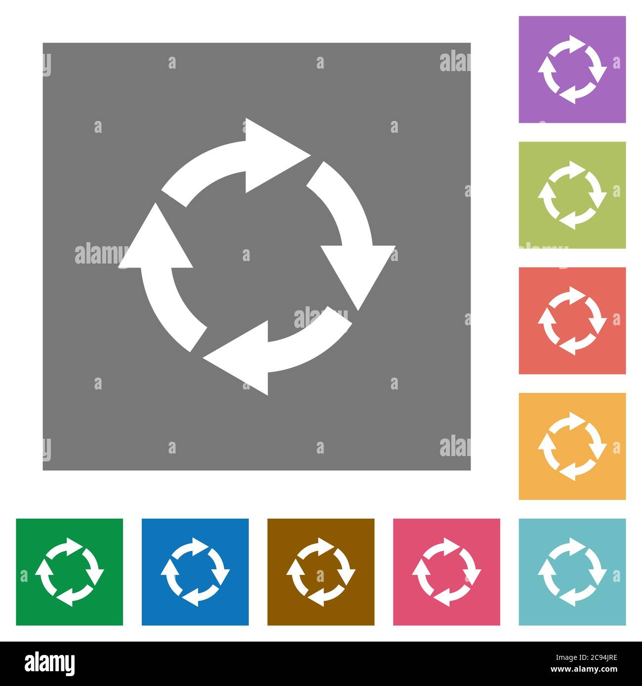 Rotate right flat icons on simple color square backgrounds Stock Vector ...