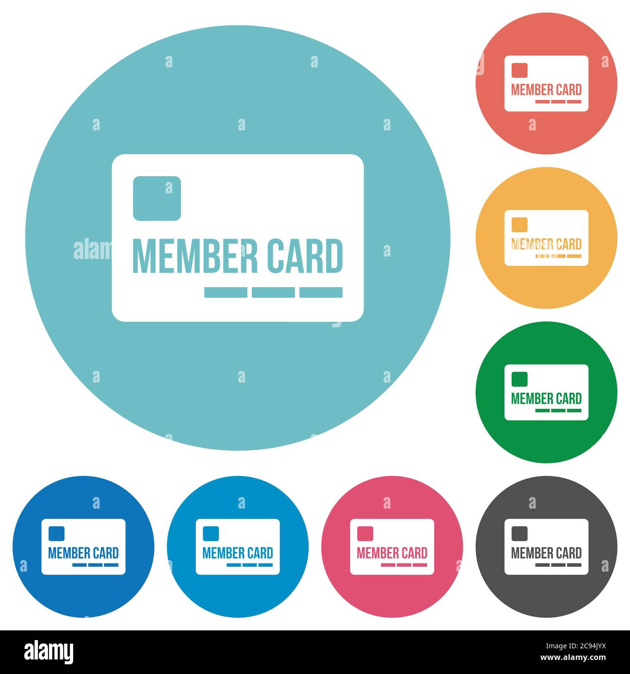 Member card flat white icons on round color backgrounds Stock Vector ...