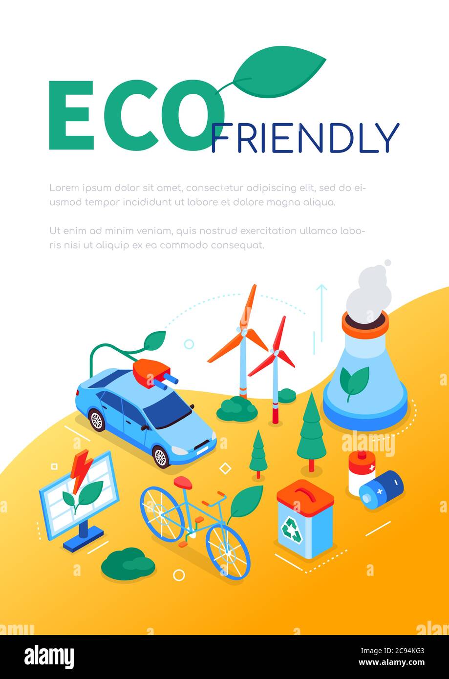 Eco friendly - modern colorful isometric web banner Stock Vector Image ...